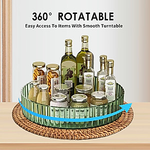 Large Lazy Susan Turntable Organizer 12-Inch, Rotating Spice Rack for Kitchen Cabinet Table Countertop Refrigerator Pantry, Steel(Pink)