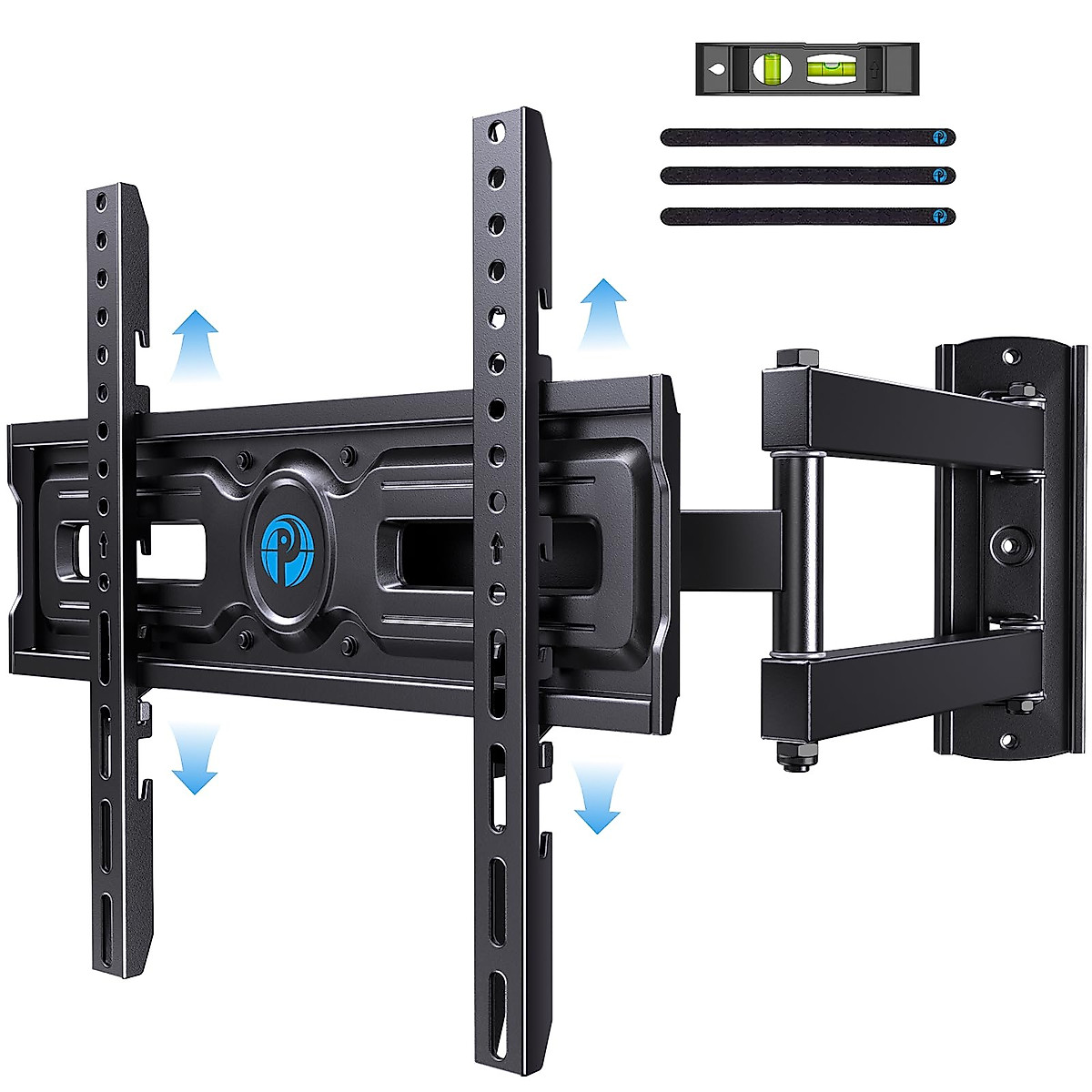Pipishell Full Motion TV Wall Mount for Most 26-60 inch Flat & Curved TVs up to 77 lbs, Single Articulating Arm, Adjustable Bracket Height, Extension, Max VESA 400x400mm, PIMF9