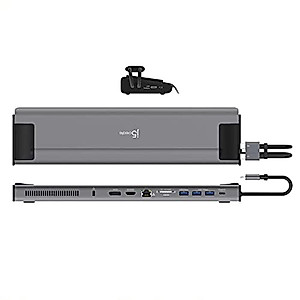 j5create USB C Dual 4K 60Hz Display Docking Station (12-in-1), Built-in M.2 SSD Slot, HDMI, DisplayPort, 10Gbps USB-A, Card Reader, PD 100W, Ethernet, for 2021 MacBook Pro (JCD552)