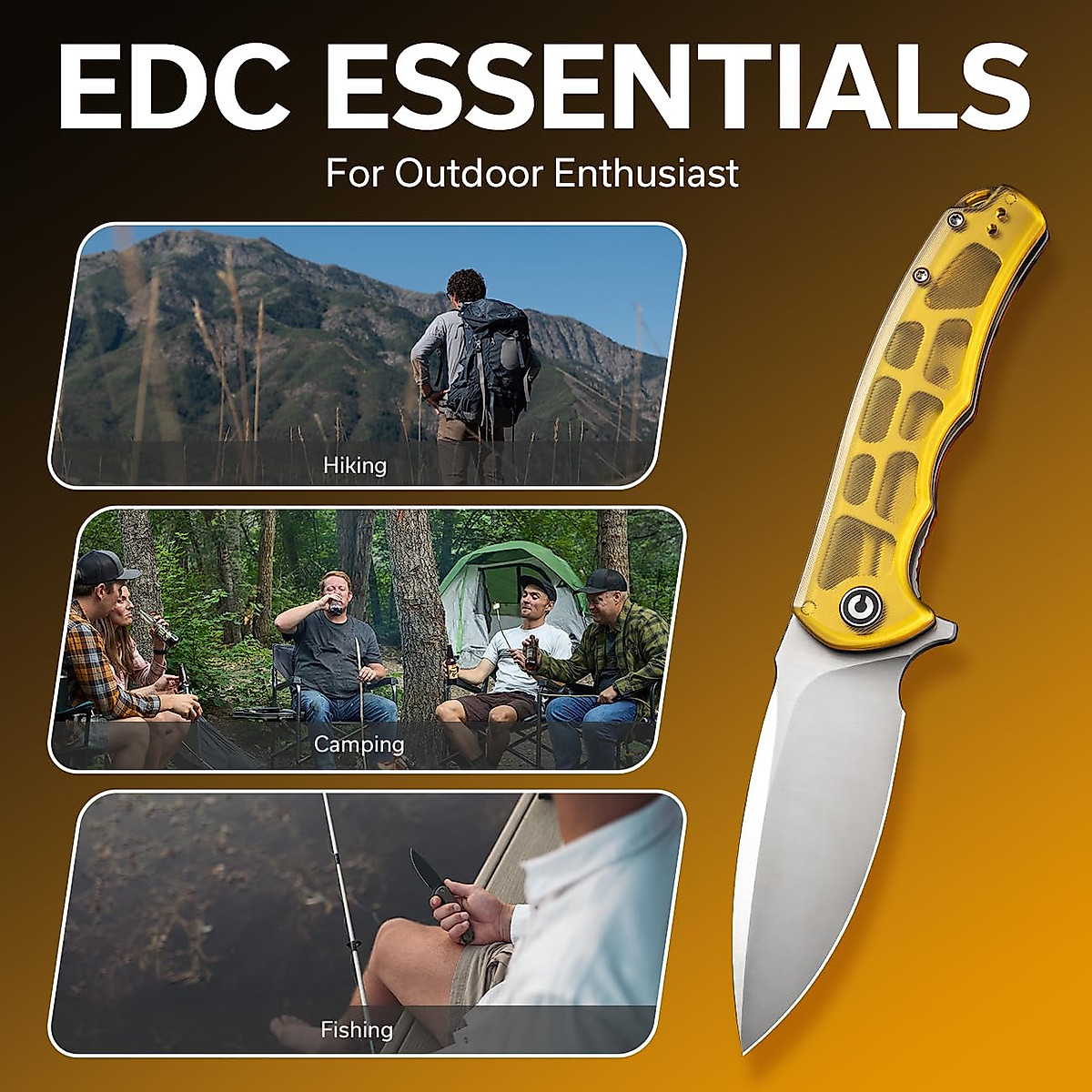 CIVIVI Praxis Pocket Folding Knife - Modern Aesthetics Ultem Handle, 3.75" Sharp Blade, Deep Carry Clip for EDC C803L