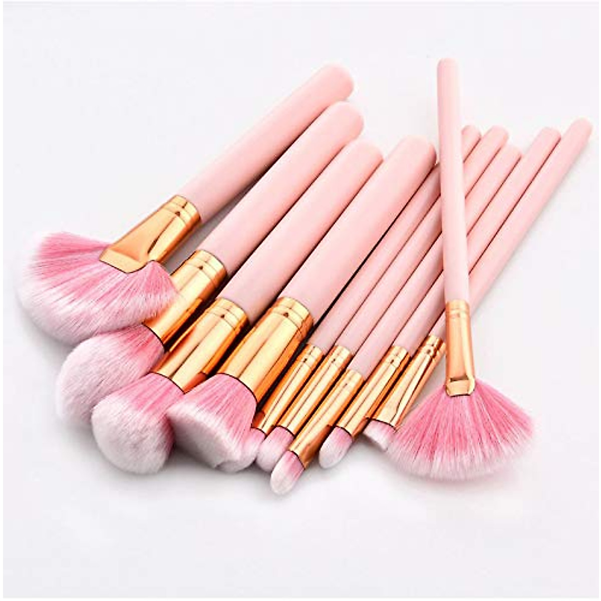 ARALOR Makeup Brushes Set 10 pcs Pink Wood Handle Soft Nylon Bristles Kabuki Makeup Brush Cosmetic Brushes Eyeshadow Eyeliner Blush Brushes