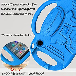 LTROP All-New Fire 7 Tablet Case (12th Generation, 2022 Release), Fire 7 Tablet Case for Kids, with Shoulder Strap, Shockproof Child-Proof Bumper Cover Case for Fire 7 2022 Tablet (7” Display), Blue