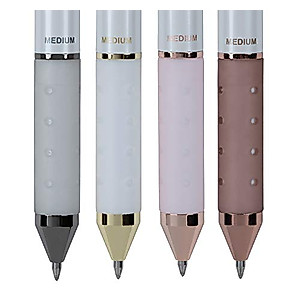 TUL Retractable Gel Pens, Medium Point, 0.7 mm, Pearl White Barrel, Black Ink, 12-Pack + 4 TUL Gel Pen Refills Bundle