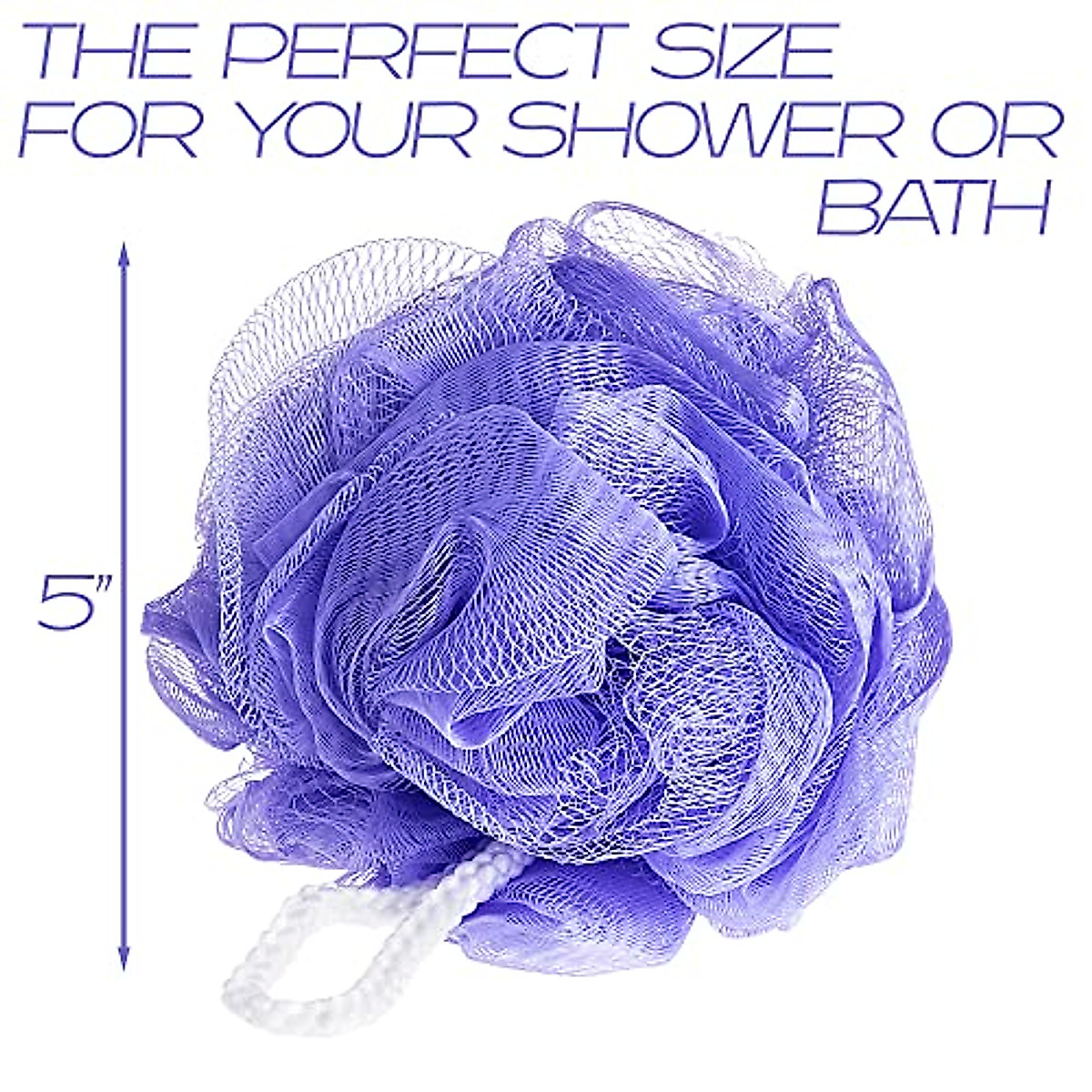 Nicole Miller Loofah Sponge Set | Exfoliating Bath & Shower Poufs Body Scrubber, 6 Pack, with Mesh Bag (Pastels)