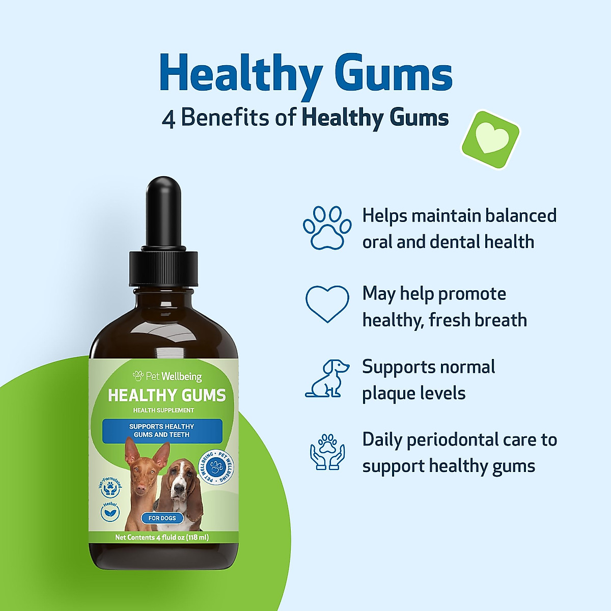 Pet Wellbeing Healthy Gums for Dogs - Gums & Dental Health, Oral Care, Healthy Breath, Coenzyme Q10, Zinc Oxide, Calendula, Marshmallow Root - Veterinarian-Formulated Holistic Topical 4 oz (118 ml)