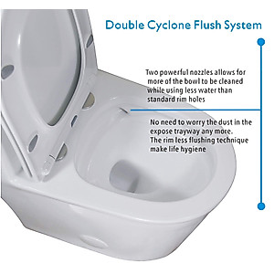 WinZo WZ5069 Small Modern One Piece Toilet Dual Flush 12" Rough in 23-in Depth Short for Compact Tiny Bathroom Powder Room White