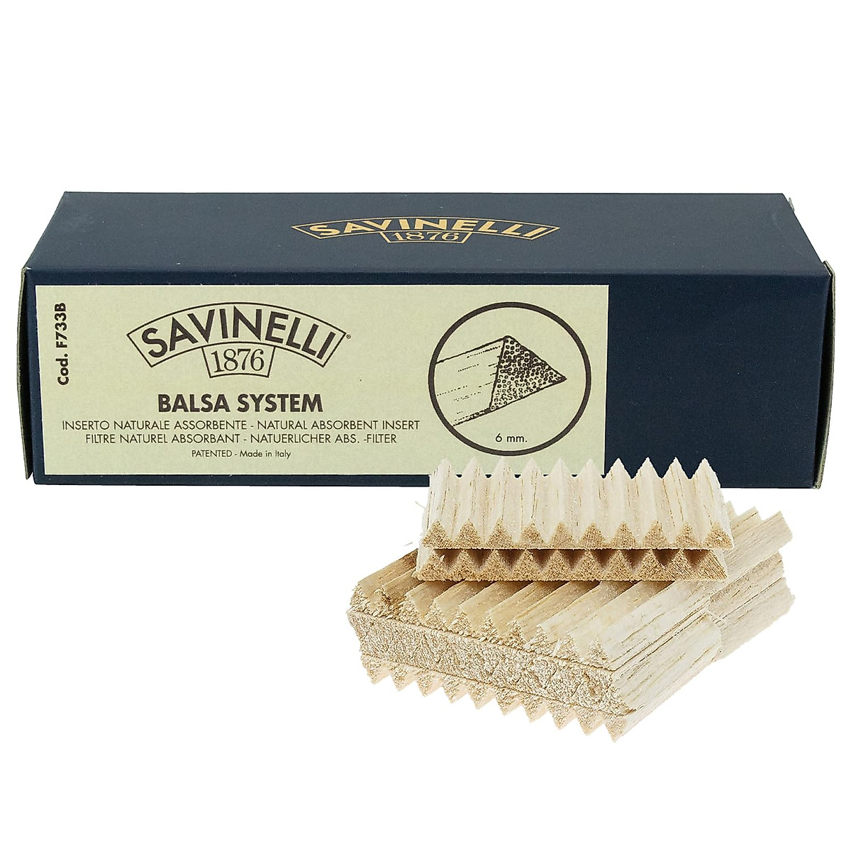 Savinelli 6mm Balsa Filters, Italian Balsa Wood Filters for Tobacco Pipe Care, Savinelli Pipe Accessories, 300 Pack