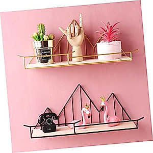 GRIRIW 1pc Creative Iron Art Storage Rack Drink Shelf Wall Small Wire Storage Baskets for Shelves Sundries Organizer Decorative Storage Basket Wall Mounted Shelves Wall Shelves Log Black