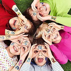 10 Sheets(325 PCS) Temporary Tattoos Stickers for Kids,Blue-y Birthday Themed Party Supplies Decoration Favors, Cartoon Sticker Tattoos Gift for Kids Boys Girls Home Activity Class Prizes Carnival Christmas Rewards