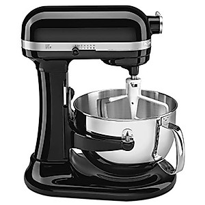 KitchenAid KP26M1XOB 6 Qt. Professional 600 Series Bowl-Lift Stand Mixer - Onyx Black & Fresh Prep Slicer/Shredder Attachment, White