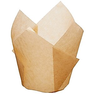 Hoffmaster 611120 Tulip Cup Cupcake Wrapper/Baking Cup, 2" Diameter x 3-1/2" Height, Small, Natural (4 Packs of 250)