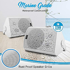Pyle Outdoor Wall-Mount Patio Stereo Speaker-Waterproof Bluetooth Wireless&No Amplifier Needed-Portable Electric Theater Sound Surround System for Home Party Cabinet Enclosure- Pyle PDWR61BTWT White