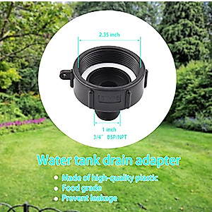 Wantmatch 275 330 IBC Tote Adapter, Food Grade IBC Drain Adapter,Water Hose Male Adapter for Garden Hose,2" Fine Thread X 3/4" Male G Hose