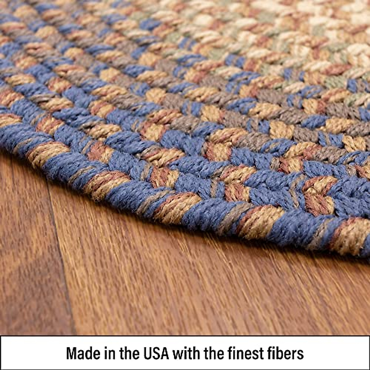 Super Area Rugs Classic Hartford Soft Blue & Cream Braided Rug Made in USA,2' X 3' Oval