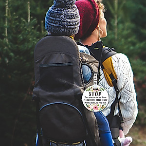 Do Not Touch Baby Signs, 2 Pack Greenery Stop No Touching Baby Car Seat Sign or Stroller Tag, Baby Car Safety Signs Tags for Newborn Baby Stroller Backpack. (5 Inches)