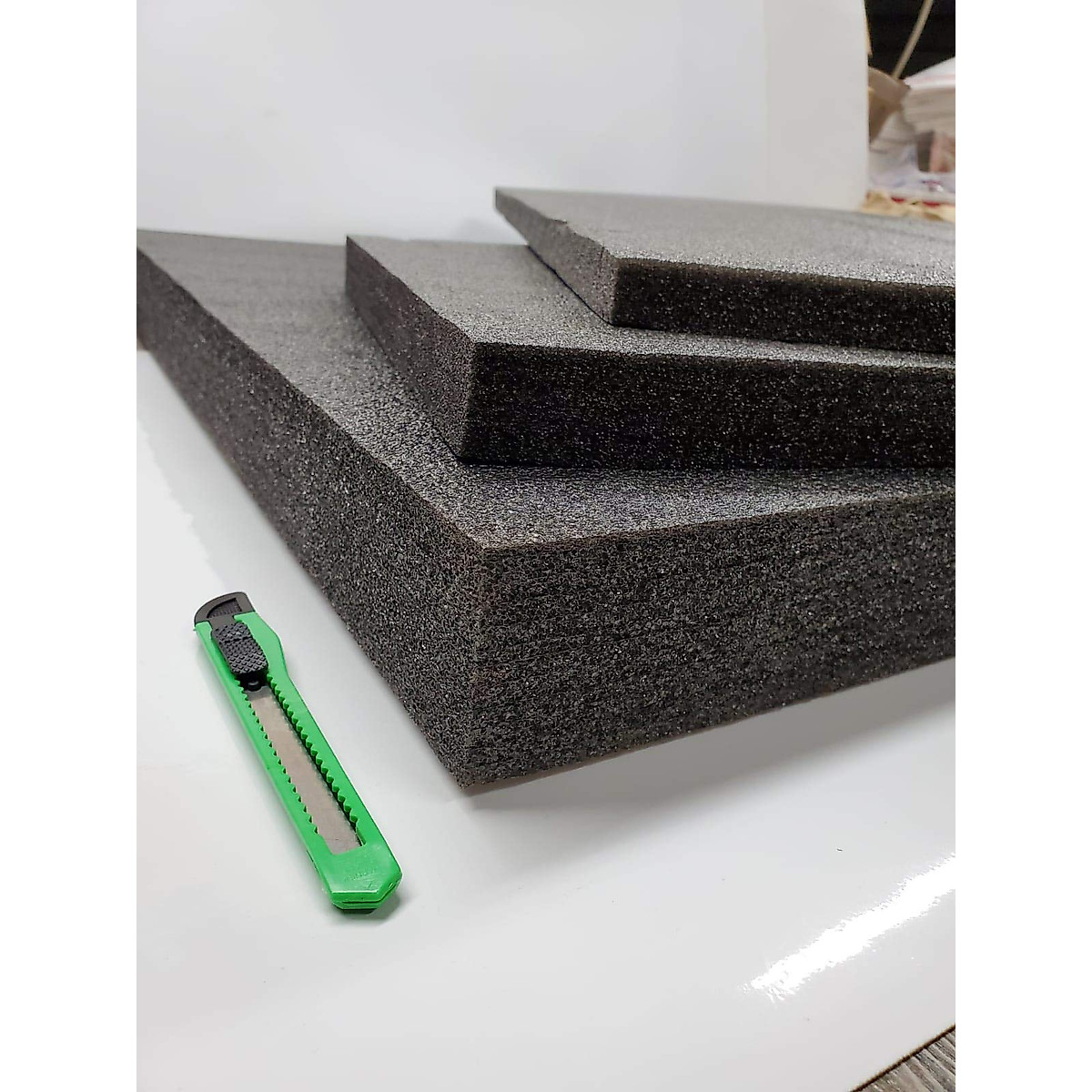 Kaizen Foam About 23'' x 23'', 57mm Thick with Knife, Choose Color and Thickness (Black, 2-1/4")