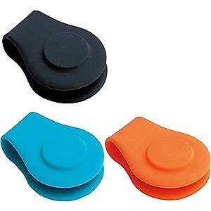 FINGER TEN Golf Ball Marker Hat Clip Magnetic Value 3 6 9 12 Pack Set Silver Durable Removable Attaches Easily to Hats Caps Belt (3 Pcs-Black&Blue&Orange)