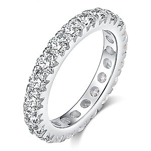 SecreTalk 2.2ct Moissanite Engagement Promise Ring for Women - Diamond Wedding Band 925 Sterling Silver D Color VVS with Certificate of Authenticity (6)