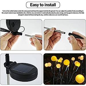 colcutee 2 Pack Solar Garden Lights, Solar Outdoor Swaying Lights Ip65 Waterproof, 2 Lighting Modes Firefly Decorative Lights, for Landscaped Garden Access Patios (Warm White)