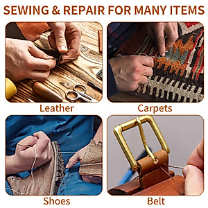 Upholstery Thread, Nylon Heavy Duty Sewing Kit, Upholstery Needle and Thread for Leather, Carpet, Furniture, Shoe, Includes 3 Rolls Thread (73.5yd Per Roll, 3 Colors), 7 Shaped Needles, 1 Threader