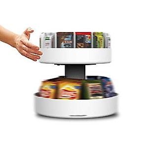 Mind Reader 2 Tier Lazy Susan Granola Bar and Snack Organizer,Home, Office, Breakroom, White