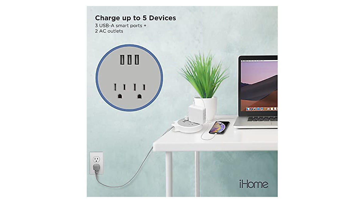 iHome Retractable Charger: Fast Charging Power Strip