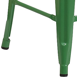 Merrick Lane Newark Series Counter Height Stool - Green Finish - Metal Frame with Cross Bracing - Backless Design - Integrated Footrest