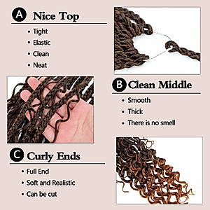Coolbeeza 14 Inch Goddess Box Braids Crochet Hair with Curly Ends Bohemian Box Braids Crochet Hair Soft Net Synthetic Pre Looped Hair Extensions for Black Women Kids 8 Packs-128 Strands