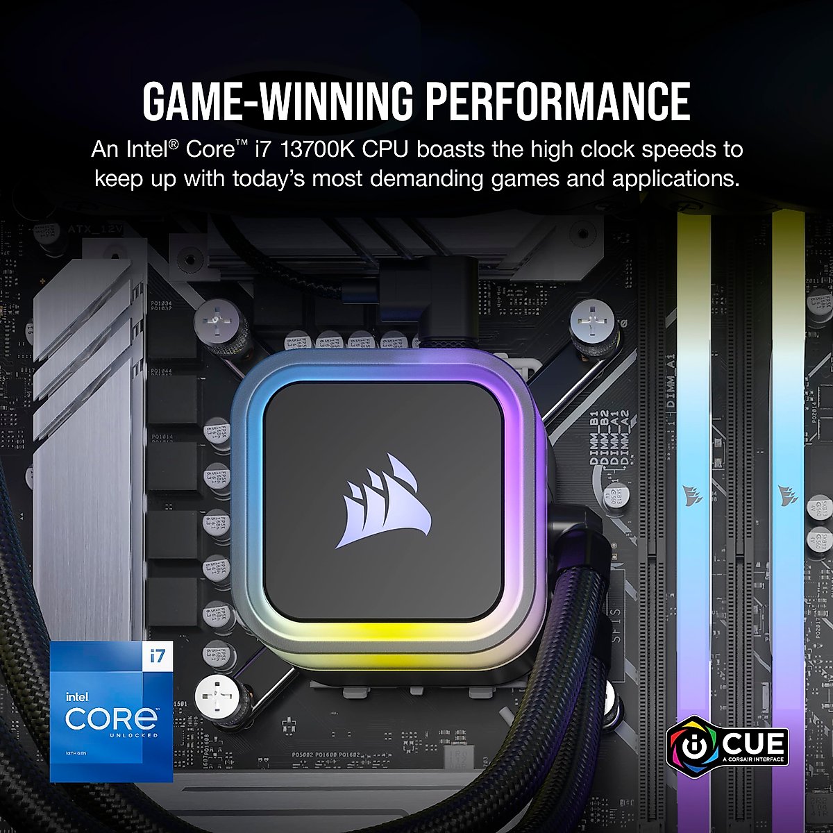 Corsair Vengeance i7400 Series Gaming PC - Liquid Cooled Intel® Core™ i7 13700K CPU - NVIDIA® GeForce RTX™ 4080 Graphics - 32GB Vengeance RGB DDR5 Memory,Black