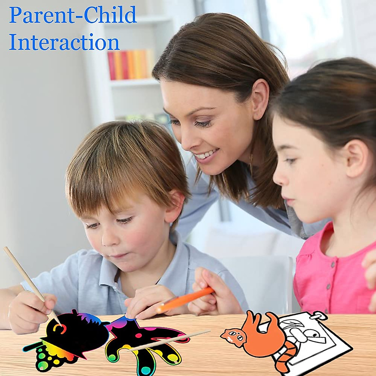 Mocossmy Halloween Magic Scratch Cards,24PCS Skeleton Spider Witch Pumpkin Rainbow Scratch Paper Scratch Art Crafts & Scratch Sticks & Ribbons Set for Kids St Patrick's Day Party Favor Supplies Games