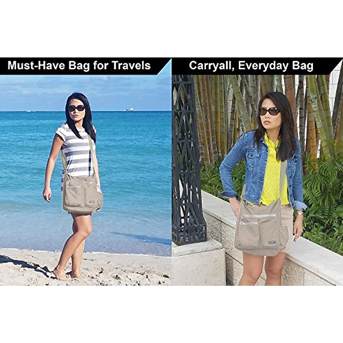 NeatPack Crossbody Bags for Women with Bottle Holder, Anti Theft RFID Pocket and Multiple Compartments, Travel Purses, Grey