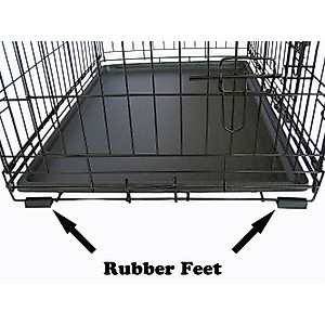 Go Pet Club 36-Inch Three Door Folding Metal Wired Cage Crate Dog Kennels Outdoor and Indoor Pet with Divider Panel, Removable Tray and Handle, Black