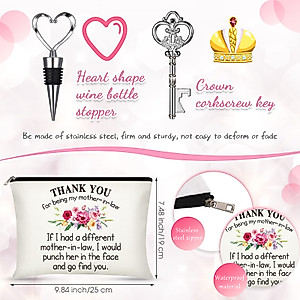 Nuanchu Mother Gift Set Birthday Gifts for Mom from Daughter Son Thank You Gift Relaxing Spa Gift Basket Makeup Bag Keychain 12 oz Wine Tumbler with Lid Straw Brush Mothers Day Gift (Mother in Law)