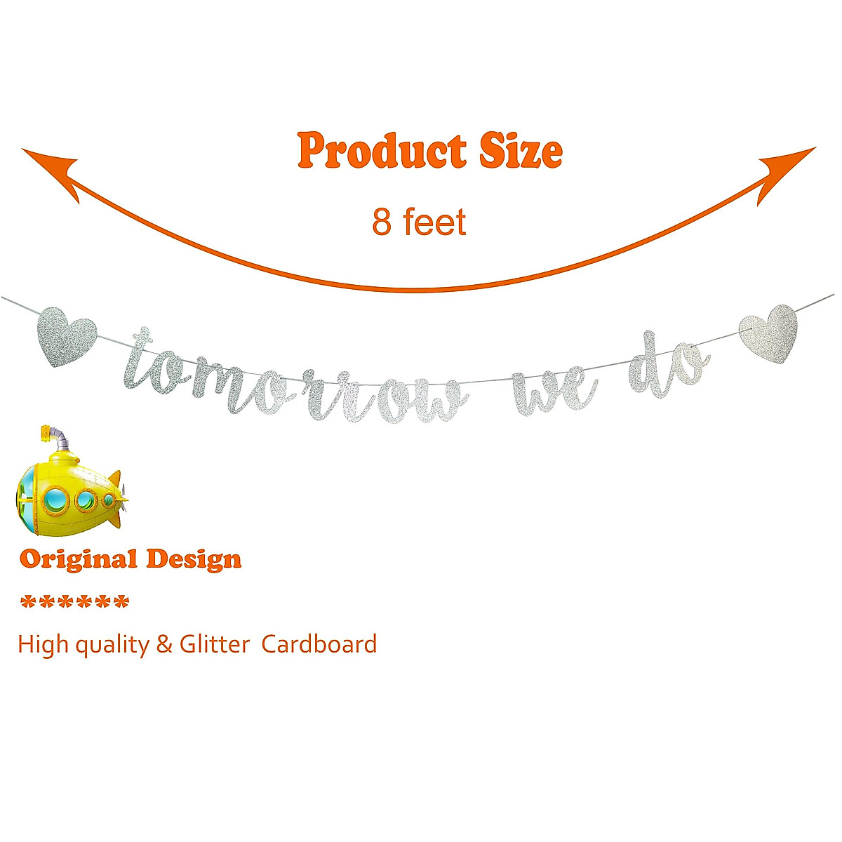 Etaredkj Tomorrow We Do Banner Hanging Garland for Rehearsal Dinner Sign Engagement Bridal Shower Wedding Party Decorations Photo Prop Sign (Silver Glitter)