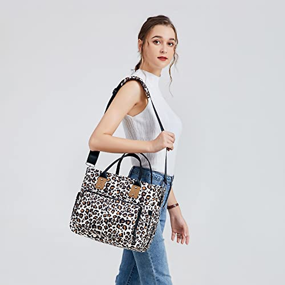 SAIDKOCC Insulated Lunch Bag 26 Cans Adult Women Extra Large Leak Proof Tote Cooler Bag and Shoulder Strap Pad for Office/Work/Picnic (Leopard)