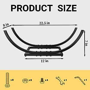 Curved Firewood Rack Firewood Holder: Heavy Duty Curved Wood Rack Outdoor - Fireplace Black Wood Log Storage Rack 22Inch
