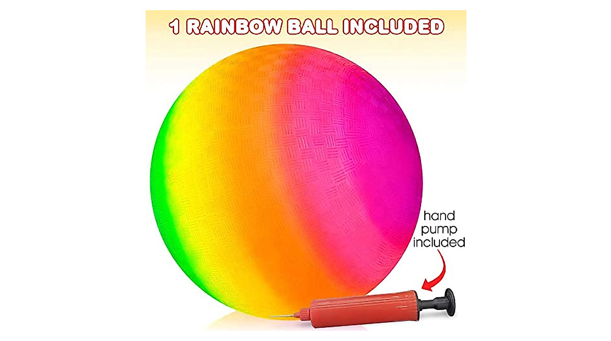 Rainbow Playground Ball for Kids - Durable 16-Inch Outdoor Toy