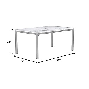 Coaster Furniture Athena Rectangle Marble Top Dining Table Carrara Mable and Chrome 110101