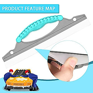 2pcs Car Glass Dryer Squeegee, Silicone Waterblade Wash Window Wiper, Windshield Cleaning Vehicle Scraper Scrubber Duster Windows Squeegee for Glass Mirror Car Window