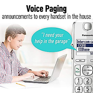 Panasonic Link2Cell Bluetooth Cordless DECT 6.0 Expandable Phone System with Answering Machine and Enhanced Noise Reduction - 5 Handsets - KX-TGE475S (Silver)