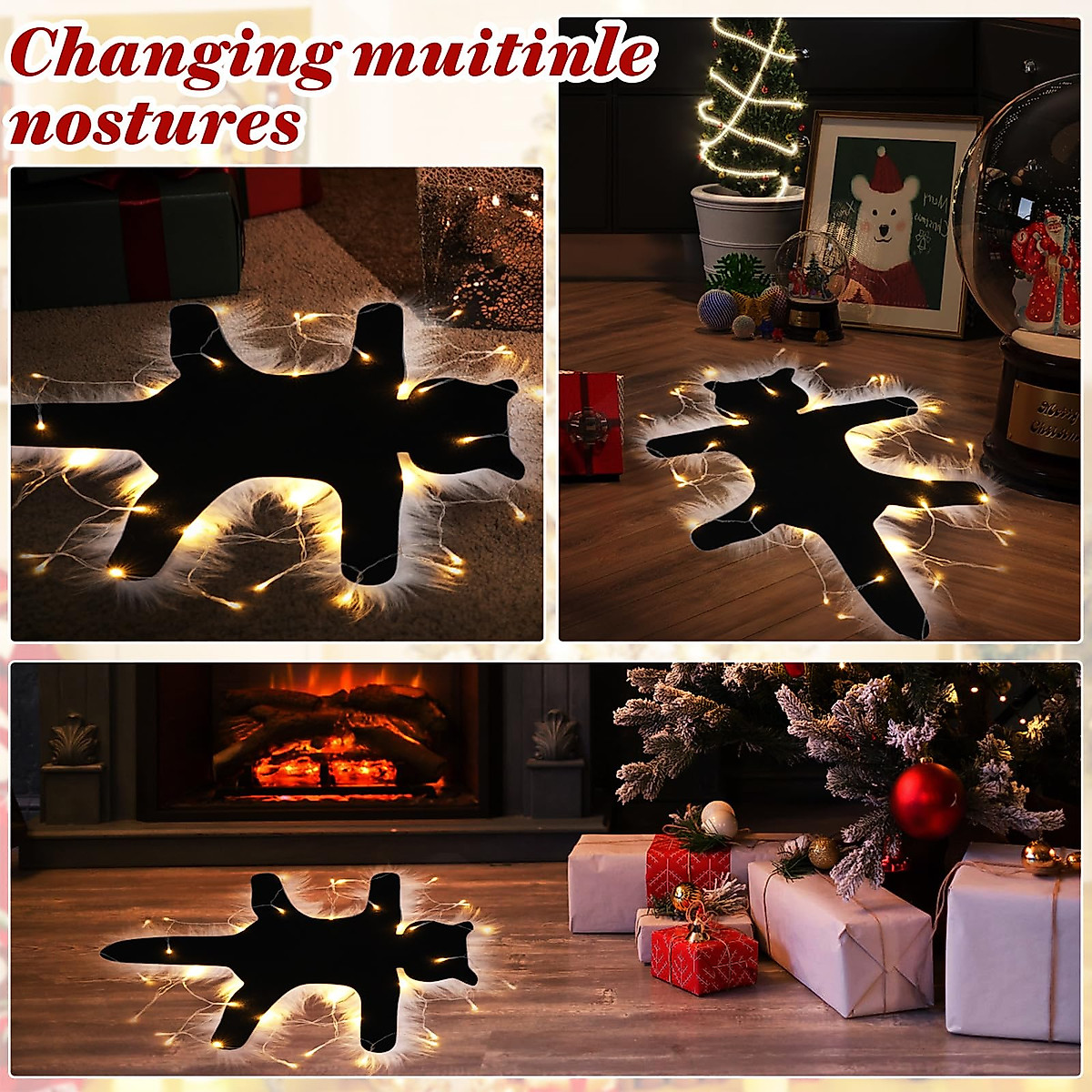 WYEDJHF Light Up Fried Cat Rug, Funny Aunt Bethany’s Fried Pussycat Rug for National Lampoon’s Humour Christmas Vacation Decoration, for Family Friends (Warm Light)