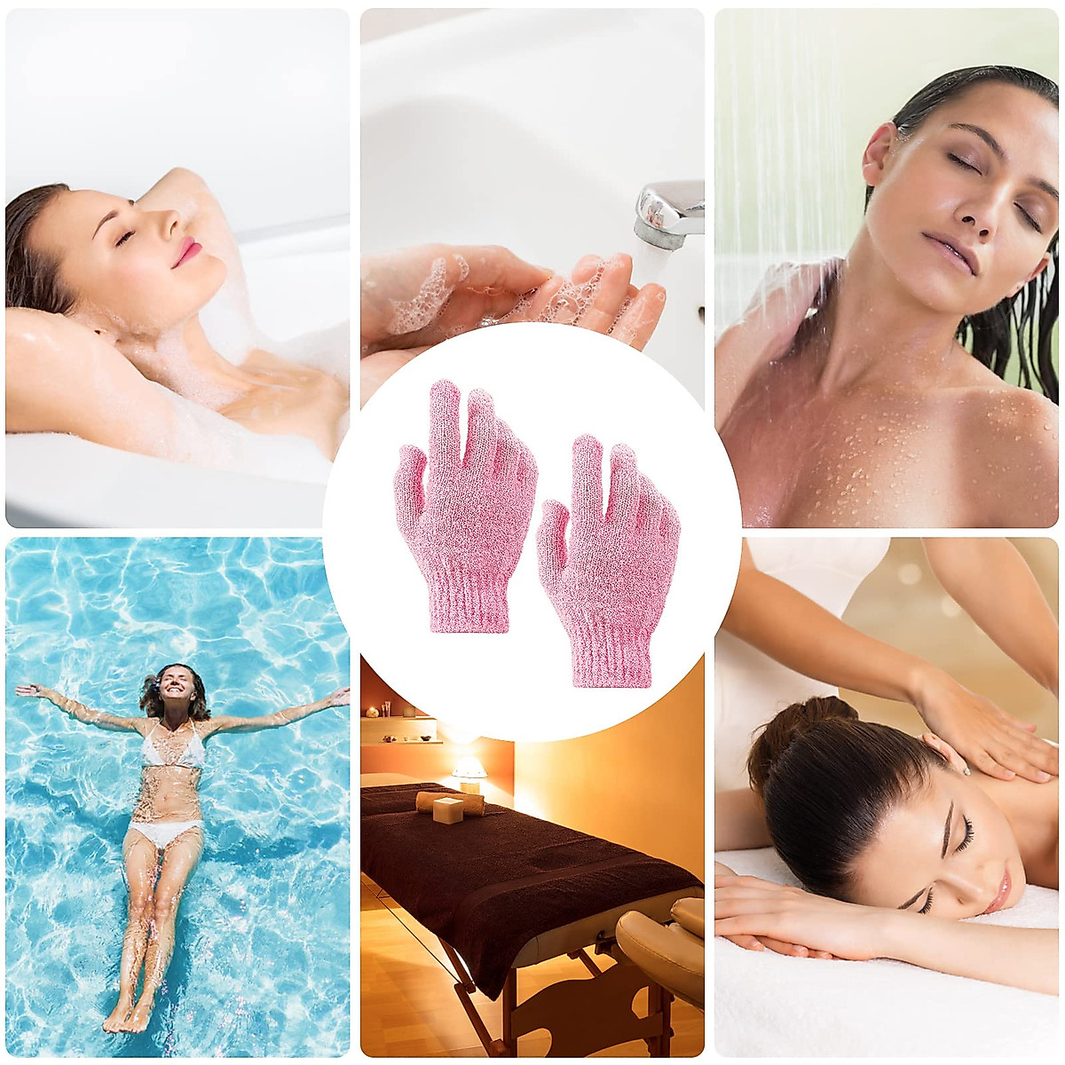 Sibba 1 Pair Bath Gloves for Shower Natural Loofah Exfoliating Wash Gloves for Body and Face, Dead Skin Remover, Double Sided Microfibre Shower Body Gloves for Adults and Kids