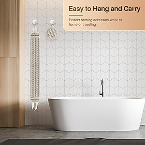 Suntee Exfoliating Back Scrubber & Exfoliating Sponge Pad Set for Shower, Bath Shower Scrubber for Men and Women, Luffa Scrubber to Deep Clean Relax Your Body (36.5'' Length 4.5'' Width)