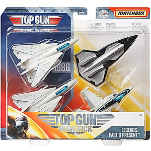Matchbox Sky Busters Top Gun Legends: Past and Present 4-Pack of Toy Aircraft from The Feature Film, Great Gift for Collectors & Fans of The Film & Kids 3 Years Old & Up