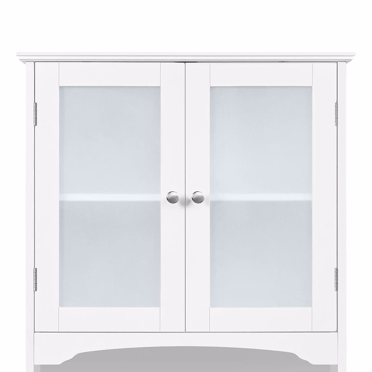 Topeakmart 65.5″ Tall Storage Cabinet Kitchen Cupboard with Glass Door Freestanding Floor Cabinet with Open Compartment, Drawer, Adjustable Shelf for Bathroom, Kitchen, Living Room