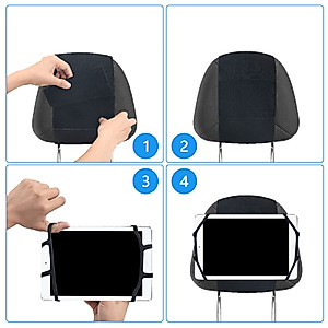 afontoto Anaoer Car Headrest Mount Silicon Holder, Universal Tablet Holder in Back Seats, Car Mount Angle-Adjustable Car Headrest Holder Fits All 7-12.9 inch Tablets/Game Machines