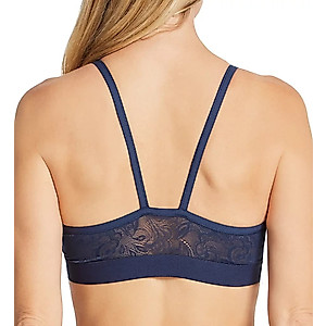 Maidenform Women's Stretch Lace Triangle Wireless Bralette, DMSLTB, Navy, L