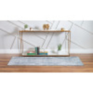 Unique Loom Portland Collection Southwestern Inspired Striped Tone Area Rug, 2 ft 2 in x 12 ft, Blue/Gray