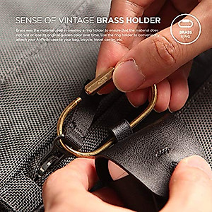 elago Genuine Leather Case Compatible with AirPods 1 Case and Compatible with AirPods 2 Case, Natural Cowhide Leather Case with Brass Ring Holder, Supports Wireless Charging [Black]