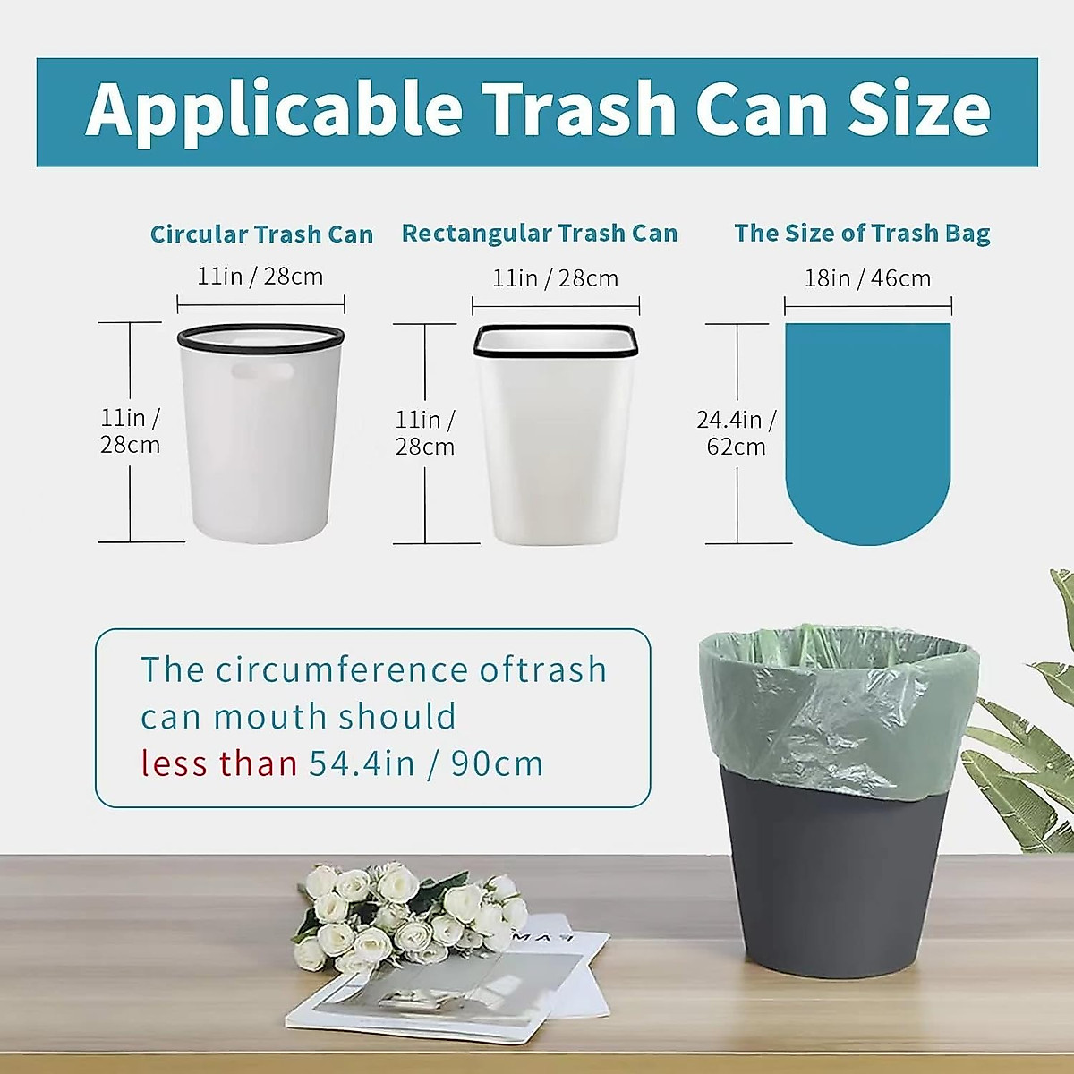 Aoriyar 1.2 Gallon Compostable Trash Bags, 120 Count, Green, 5 Liters